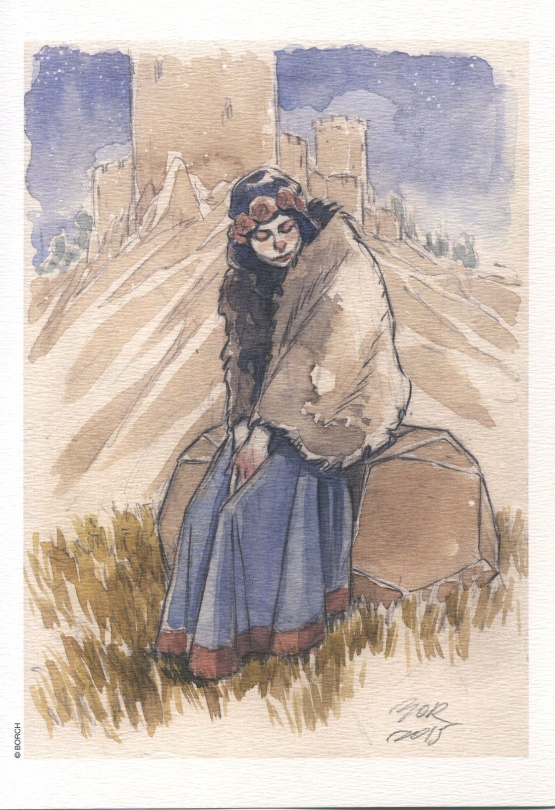 Borch, Guillaume, Bâtard et Conquérant, Ex-libris offset signé, Femme ...