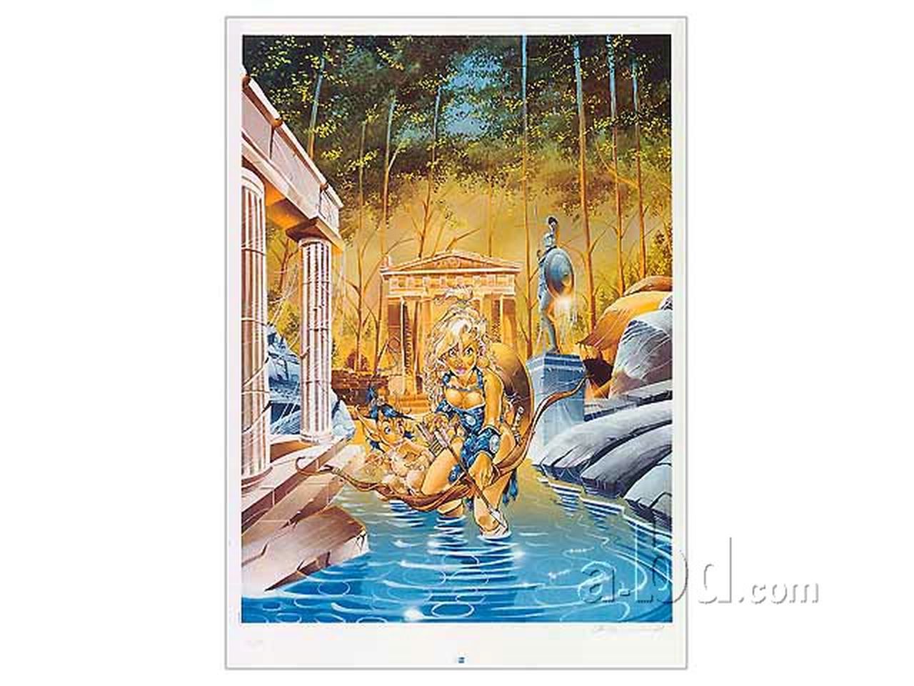 Crisse, Atalante, Affiche offset signée, Atalante s'avancant dans l'eau - AKILON