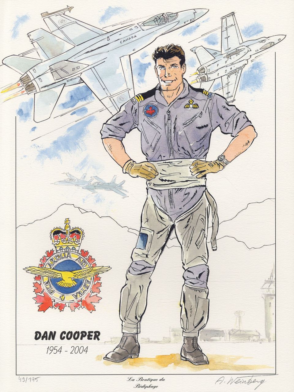 Dan Cooper, Weinberg, Affiche offset signée, Dan Cooper 1954-2004 - AKILON