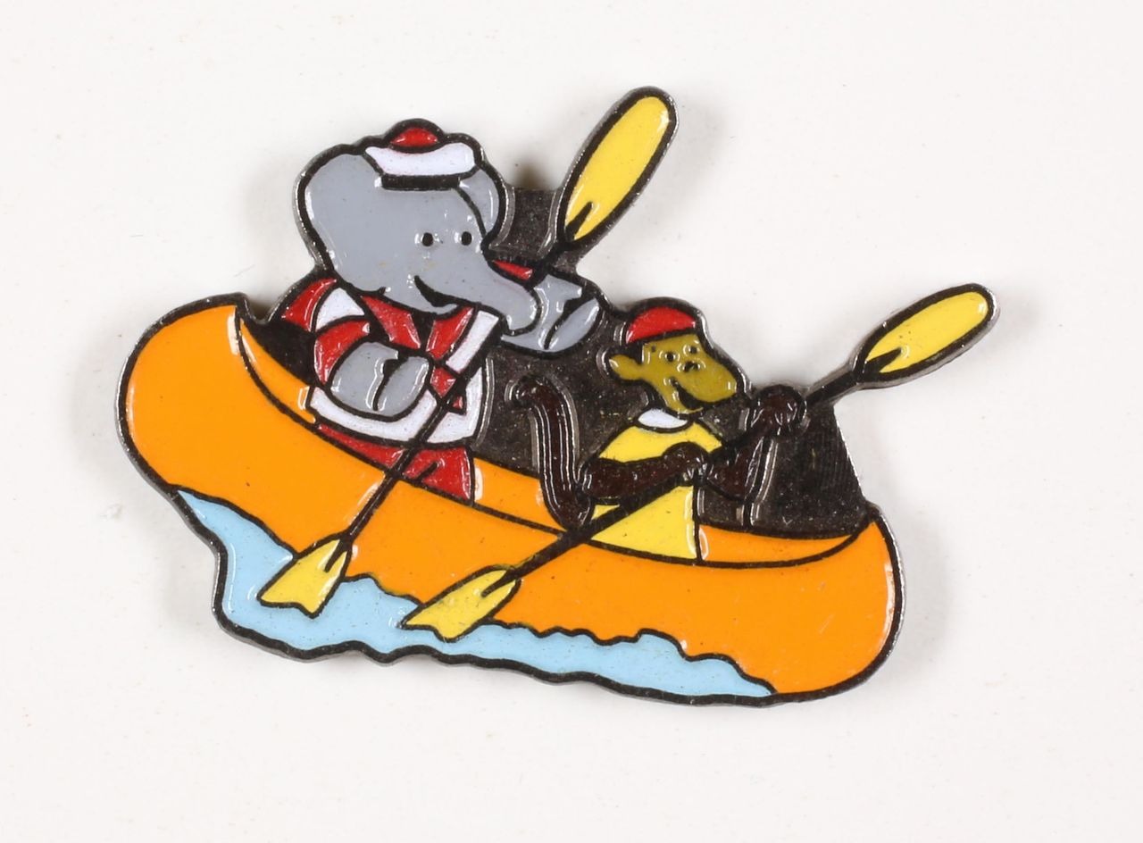 De Brunhoff, Babar, pin's, Babar et Zéphyr en canoë - AKILON