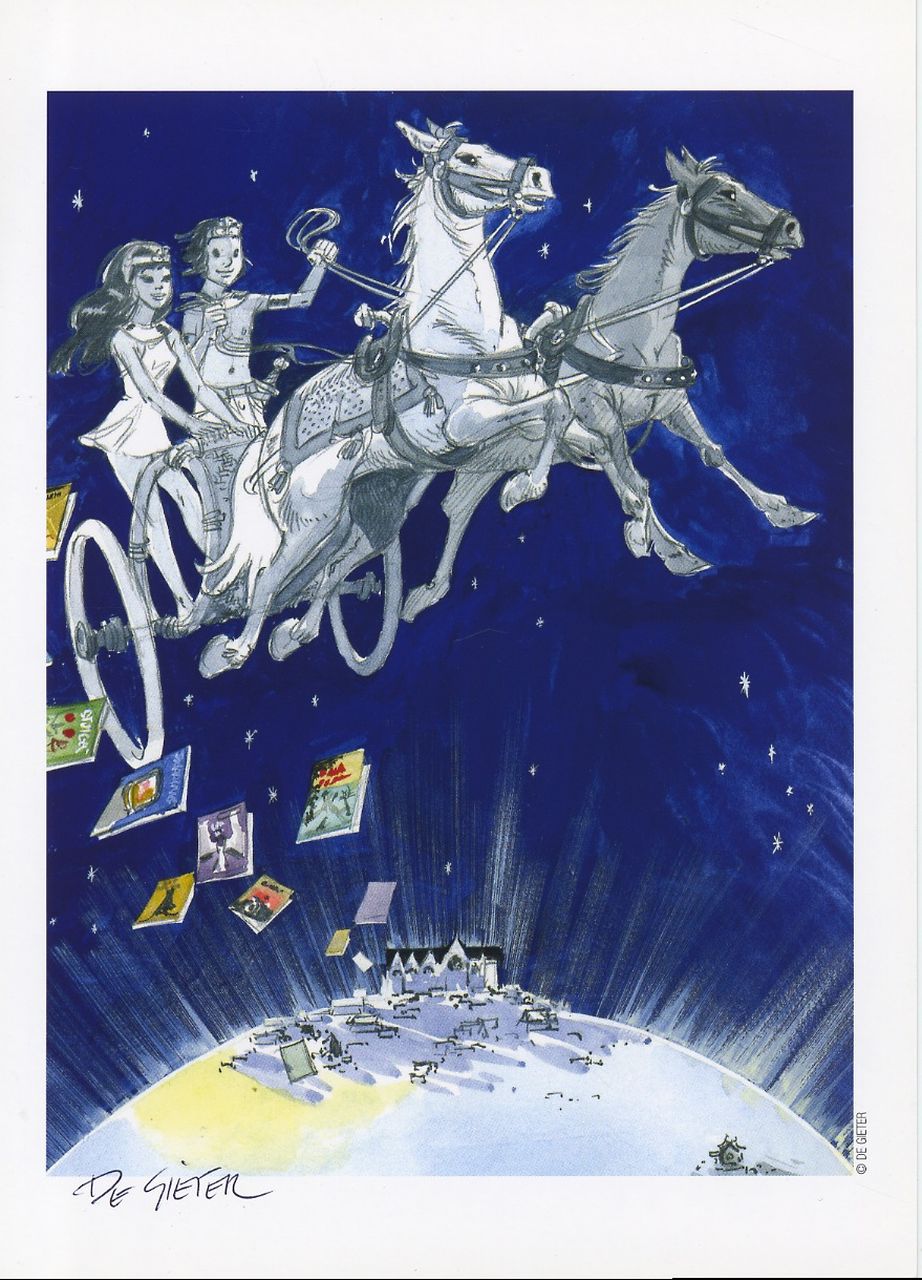 De Gieter, Papyrus, Ex-libris offset signé, Papyrus dans le ciel - AKILON
