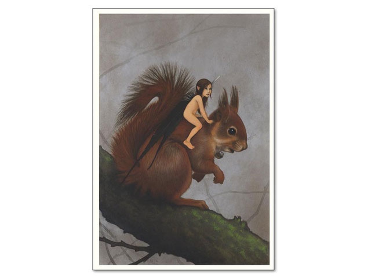 Erle, Affiche offset, Fée sur écureuil - AKILON