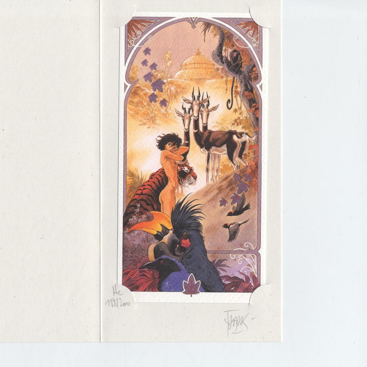 Frank Pé, Ex-libris signé, Zoo, Manon et le Tigre - AKILON