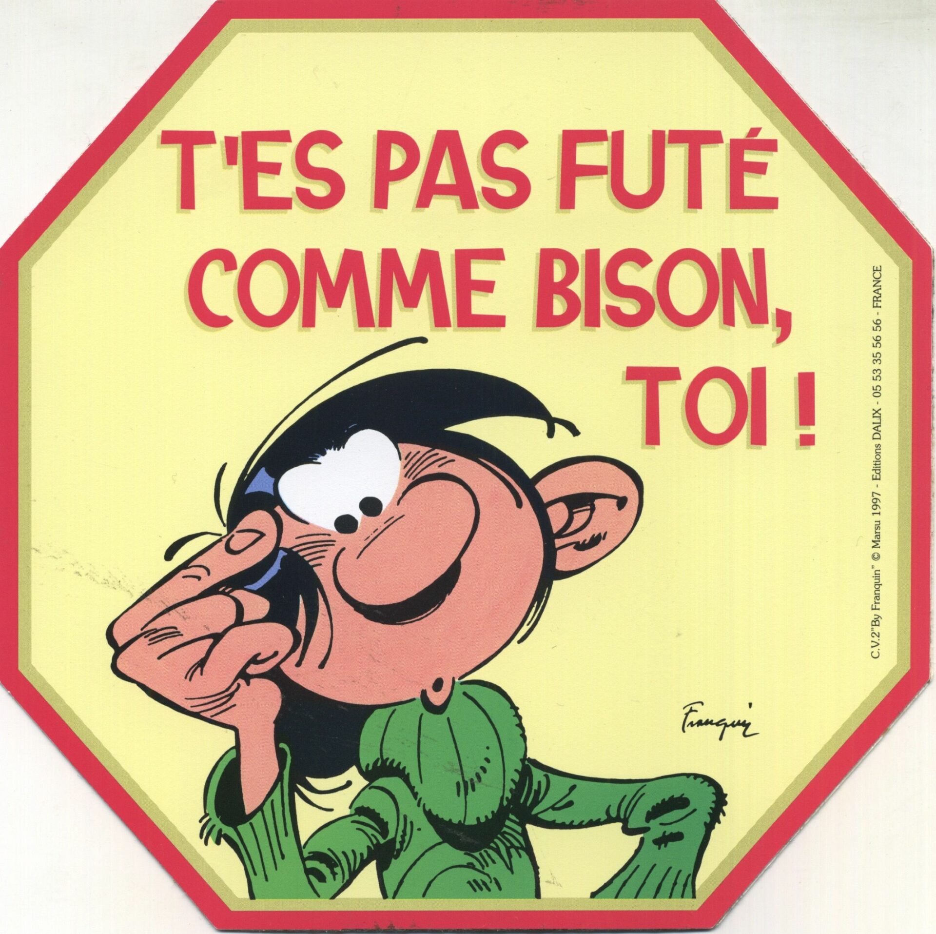 Gaston Lagaffe, Autocollant, T'es pas futé comme bison, toi ! - AKILON
