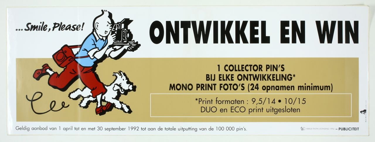 Tintin Affiche publicitaire autocollante Smile Please - AKILON