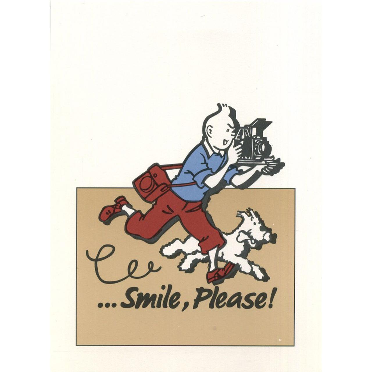 Tintin Carte postale ...Smile, please ! - Beige (verticale) - AKILON