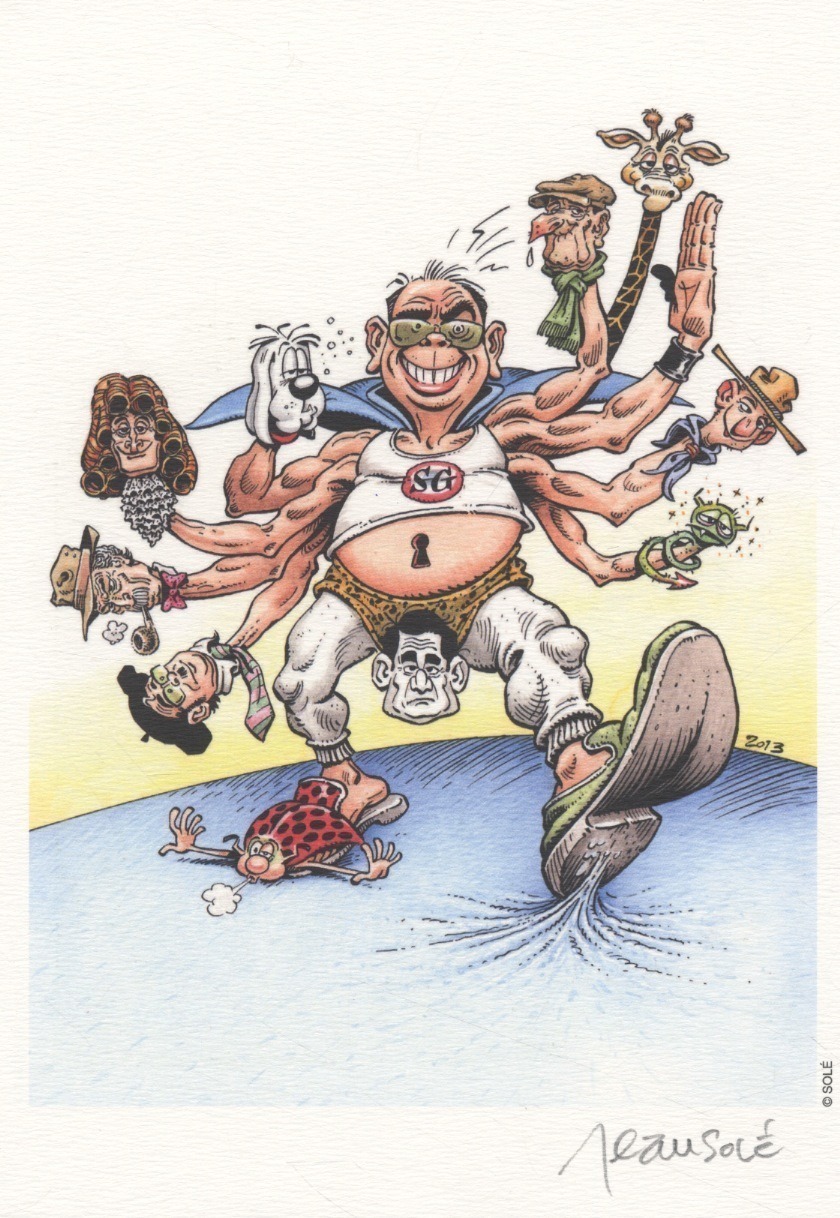 Jean Solé : Ex-libris offset signé : Hommage à Gotlib - AKILON