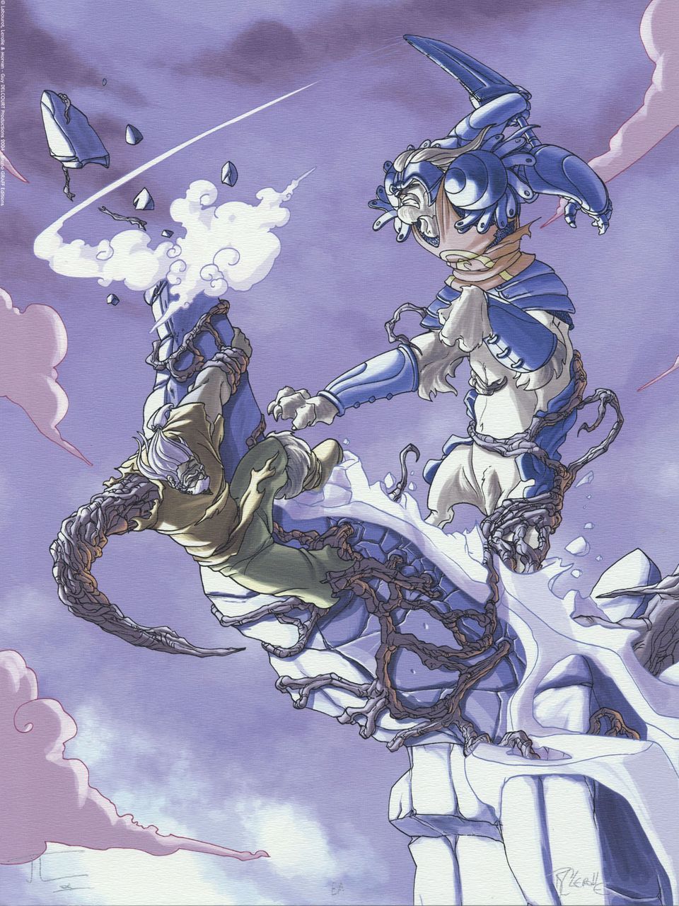 Labourot, Troll, Affiche offset signée, Combat (fond mauve) - AKILON