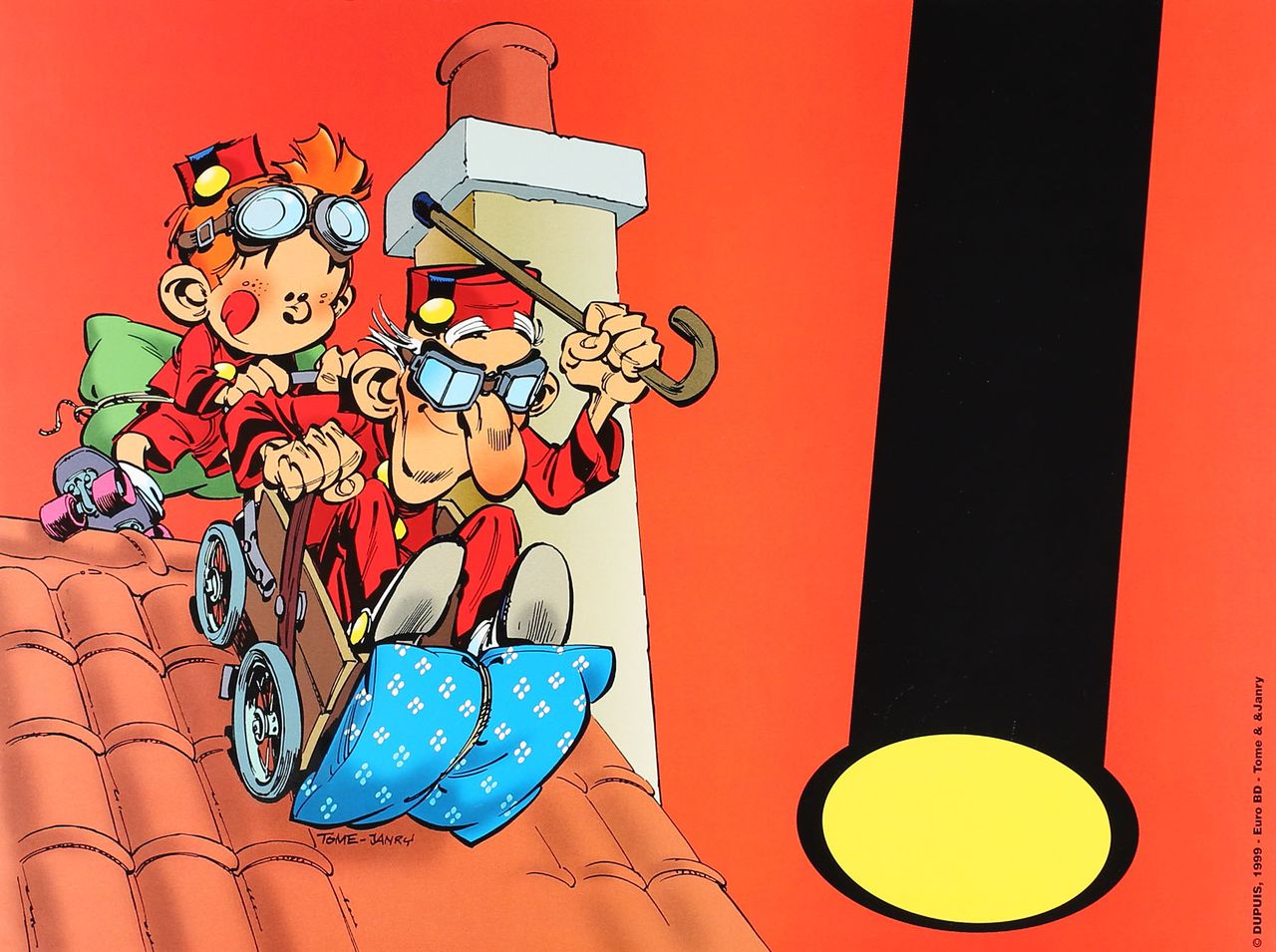 Le Petit Spirou : Affiche offset : Papy sur le toit (petit modèle) - AKILON Le Petit Spirou : Affiche offset : Papy sur le toit (petit modèle) - AKILON