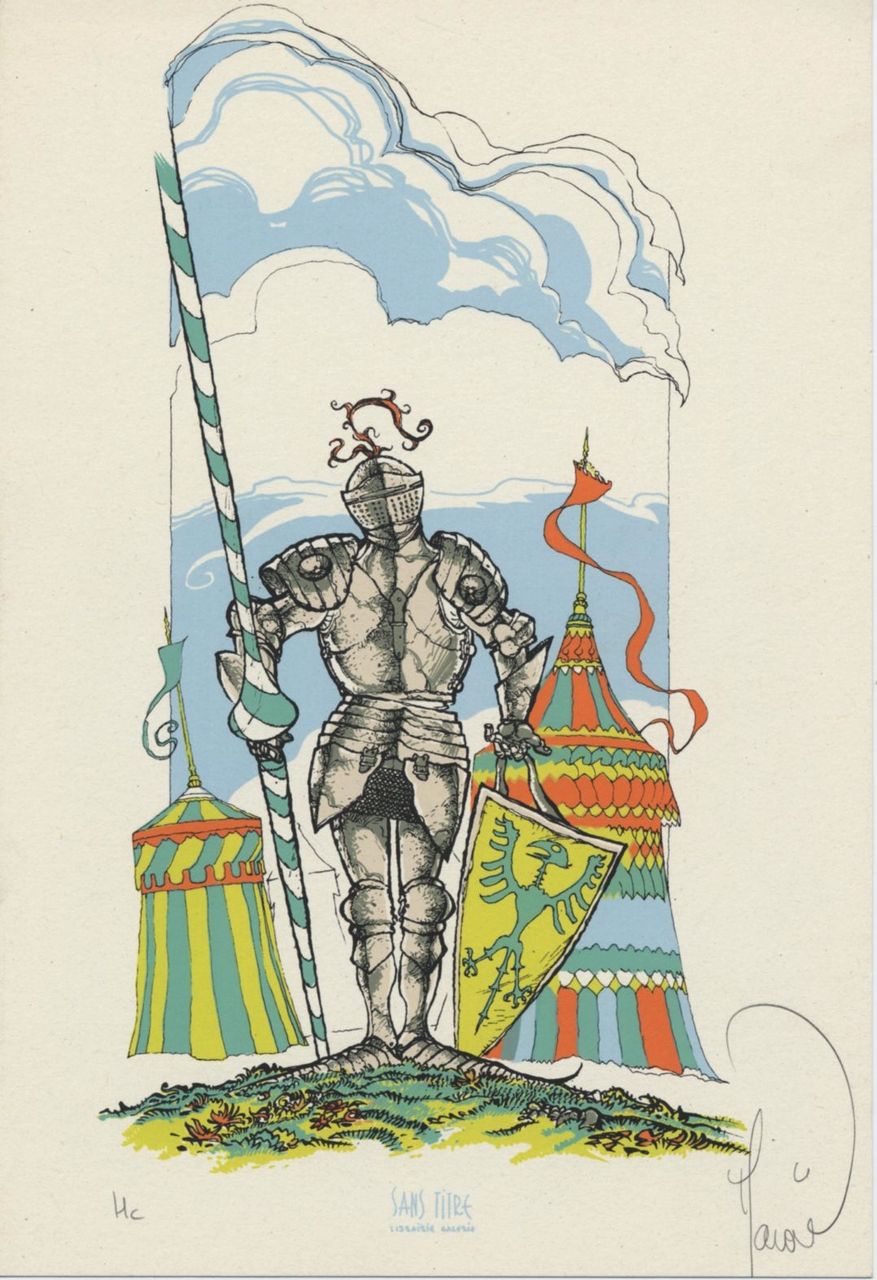 Maiorana, Garulfo, Ex-libris sérigraphié signé, Chevalier - AKILON