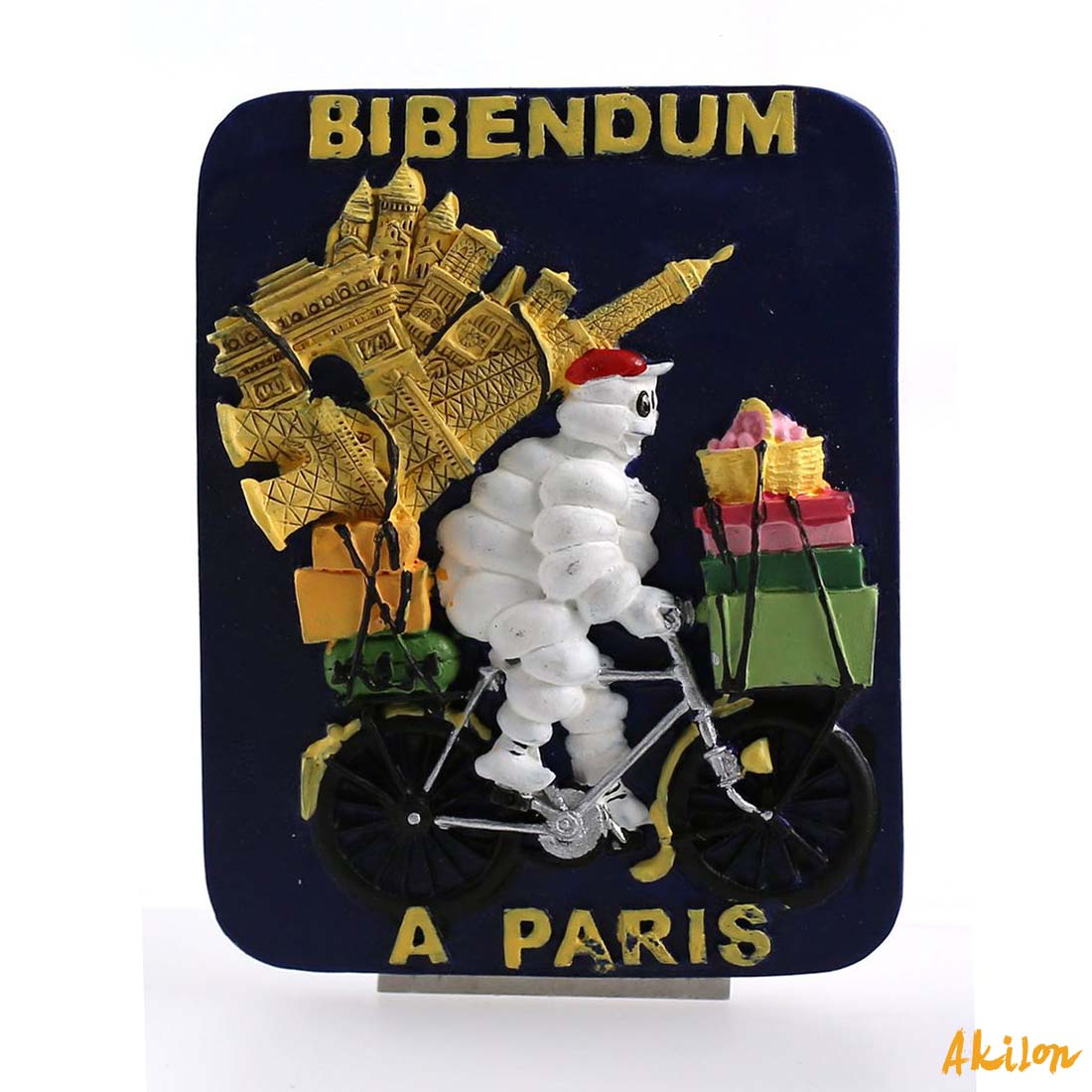 Michelin, Magnet résine, Bibendum à vélo - AKILON