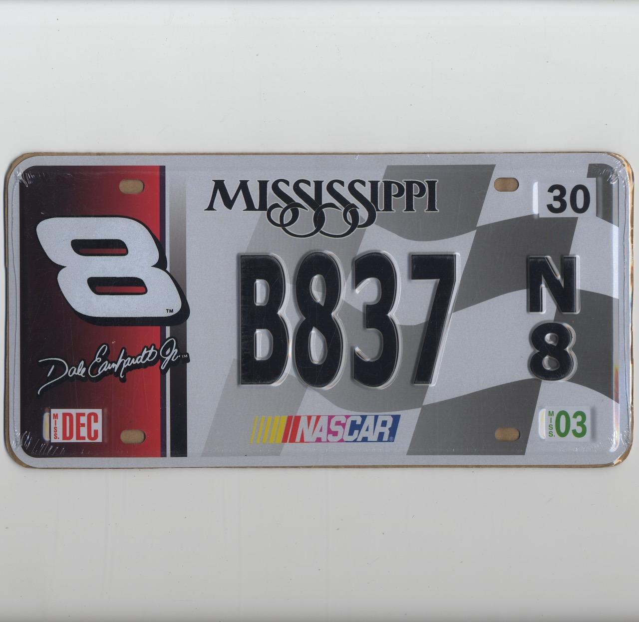 Plaque d'immatriculation américaine, MISSISSIPPI Nascar - AKILON