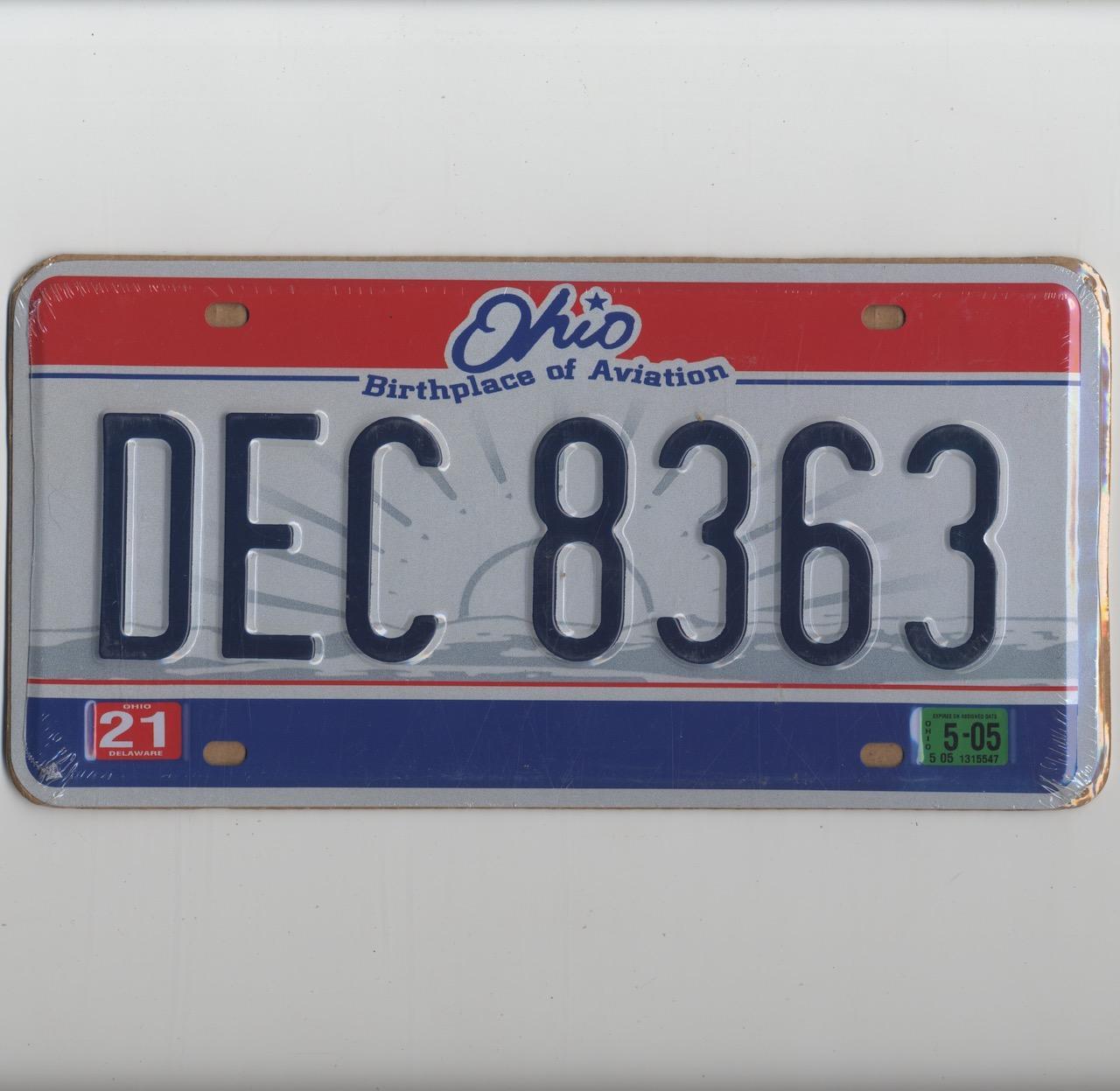 Plaque d'immatriculation américaine, OHIO Birthplace of Aviation - AKILON