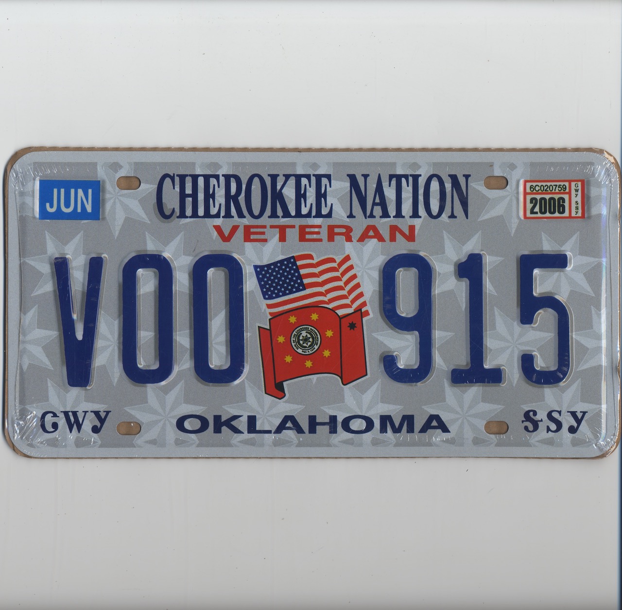 Plaque d'immatriculation américaine, Oklahoma, CHEROKEE Nation Veteran ...