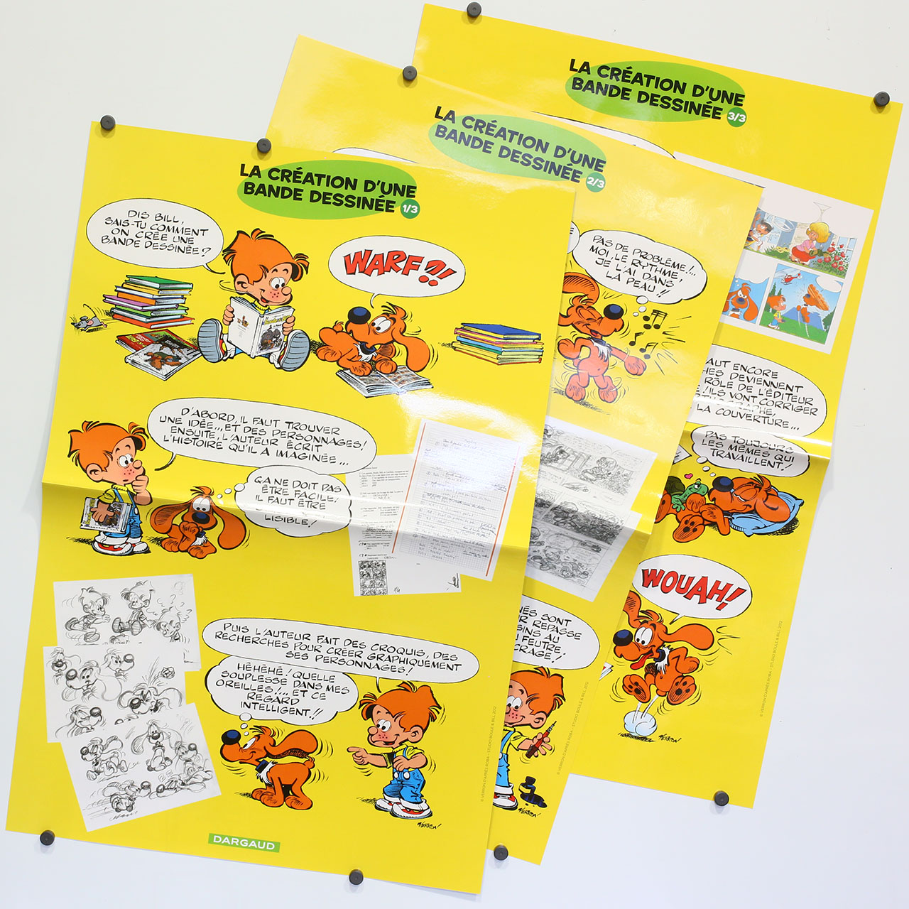 Roba, Boule et Bill 3 Affiches offset, La création d'une Bande dessinée ...