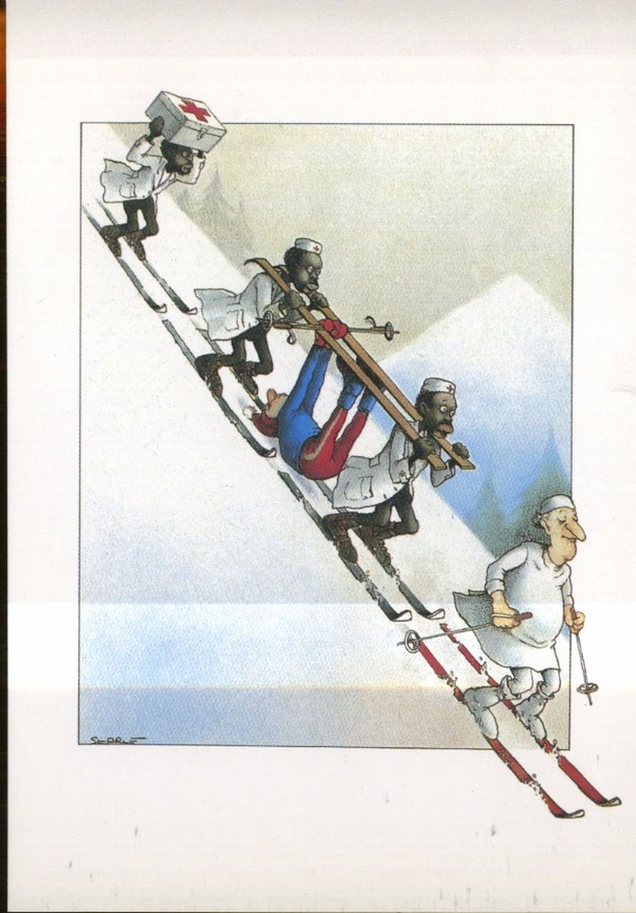 Serre, Carte postale, Secours à ski - AKILON