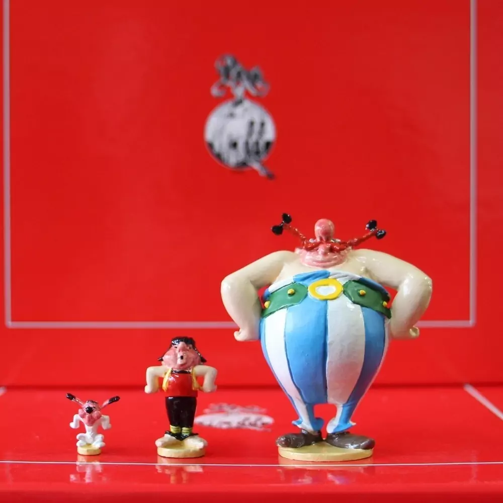 Uderzo, Astérix et Obélix, Pixi, Figurine en métal, Idéfix, Pépé et Obélix font pression ! - AKILON